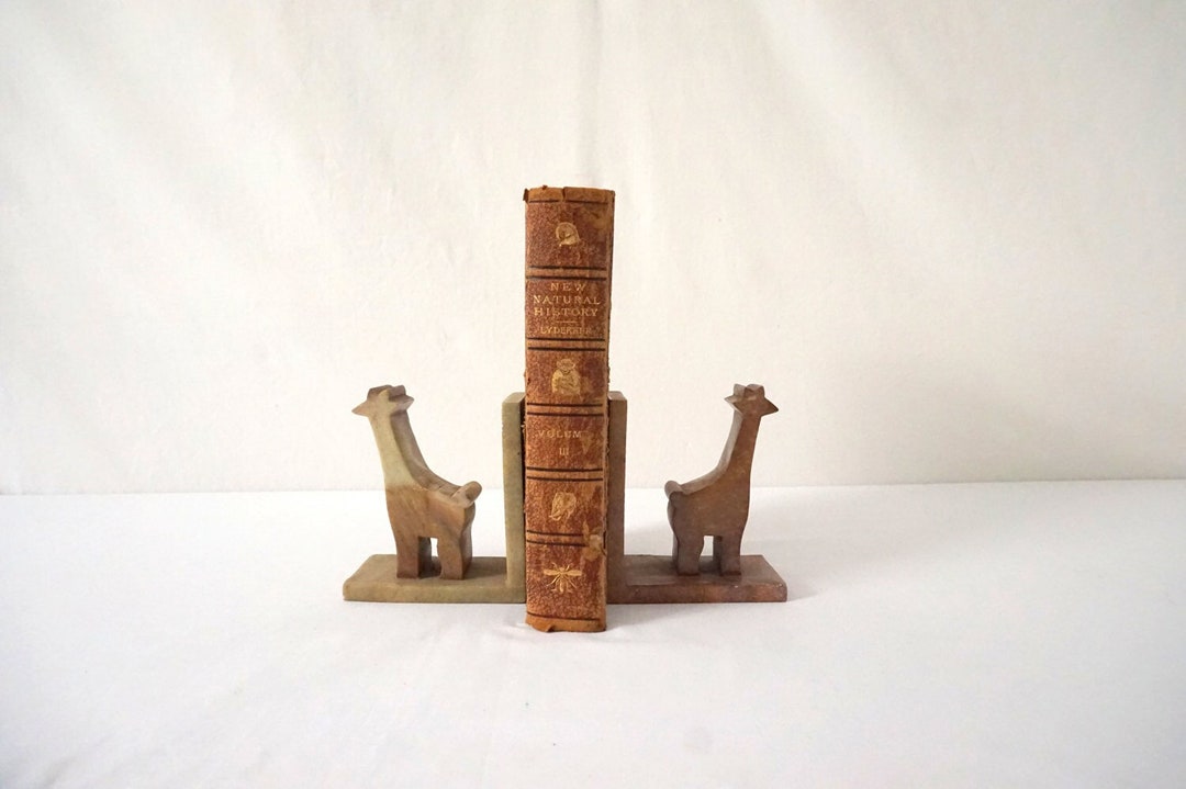ONE Heavy Alabaster or Onyx Giraffe Bookend / Vintage Library Decor ...