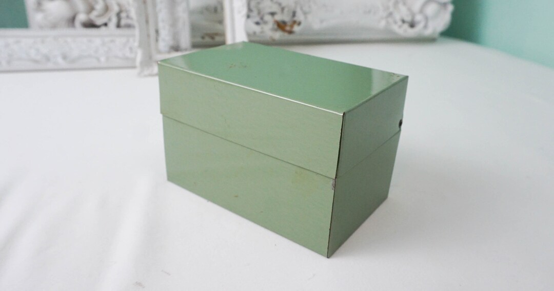 Light Green Metal File Box / Vintage Office Organization / - Etsy