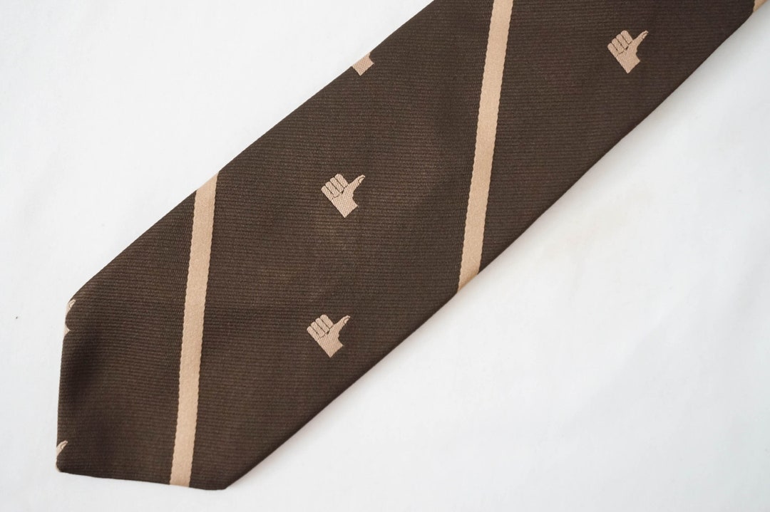Thumbs up Brown Necktie / Vintage Banking Promotional Novelty Tie - Etsy