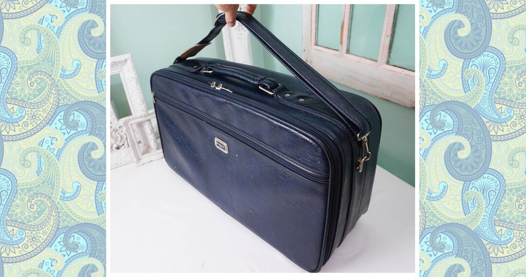 Samsonite Sentry Vinyl Carry on Suit Case / Vintage Blue Soft Side ...