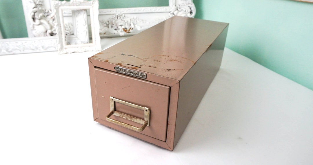 Single Drawer Steel Library File / Vintage Industrial Metal Box / Mid ...