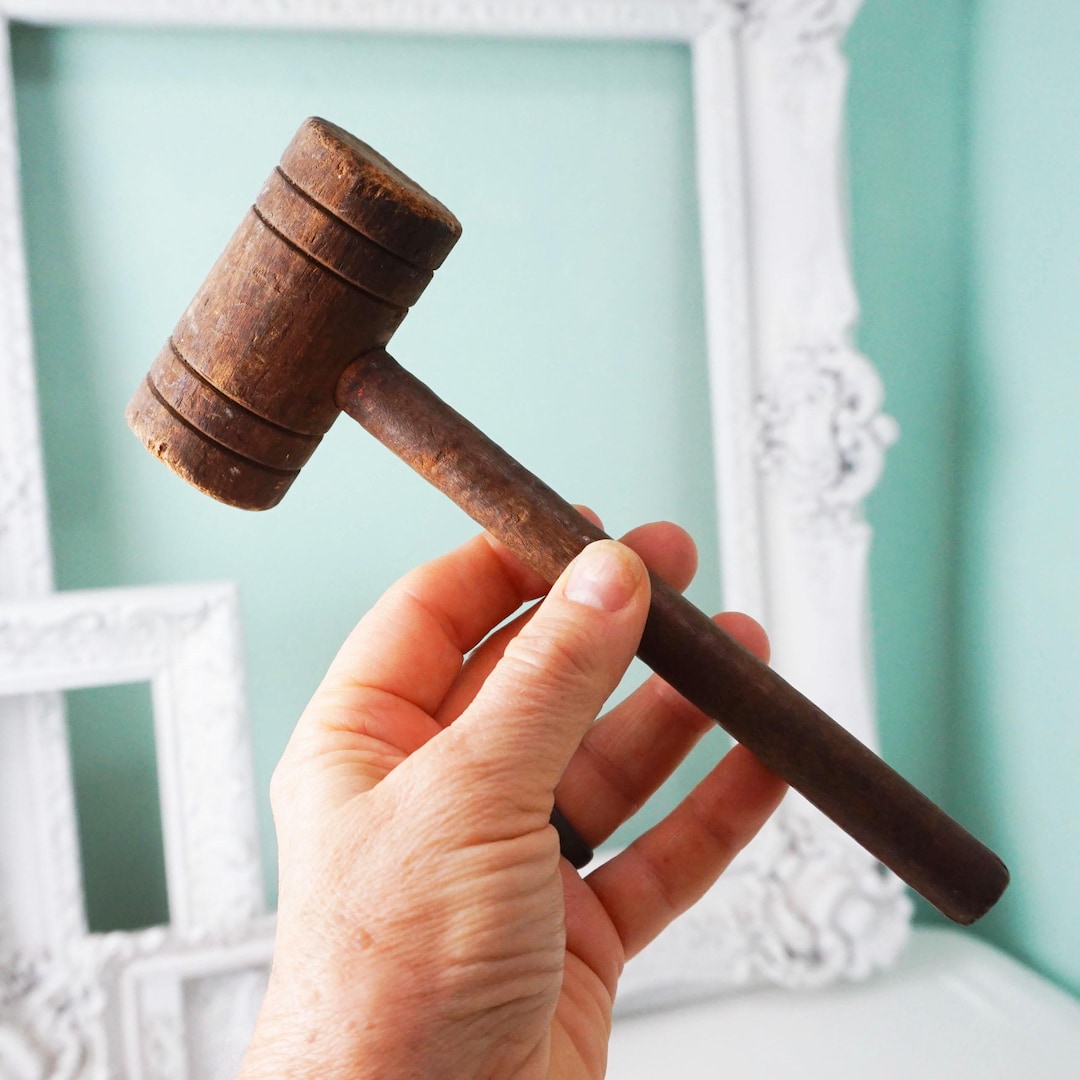 Solid Wood Gavel, Mallet or Hammer With Wooden Handle / Vintage Rustic ...