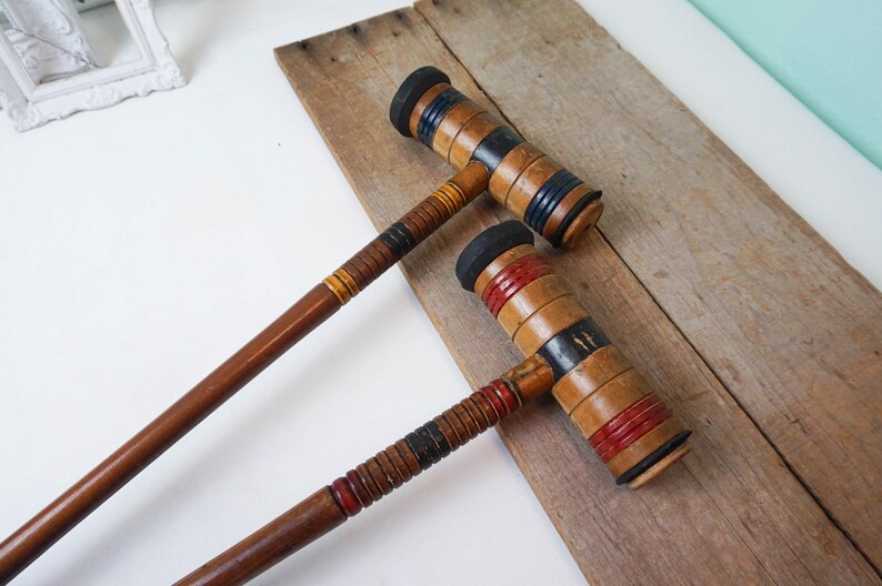 Set of THREE Antique Croquet Balls / Vintage Turned Wood / Repurpose ...
