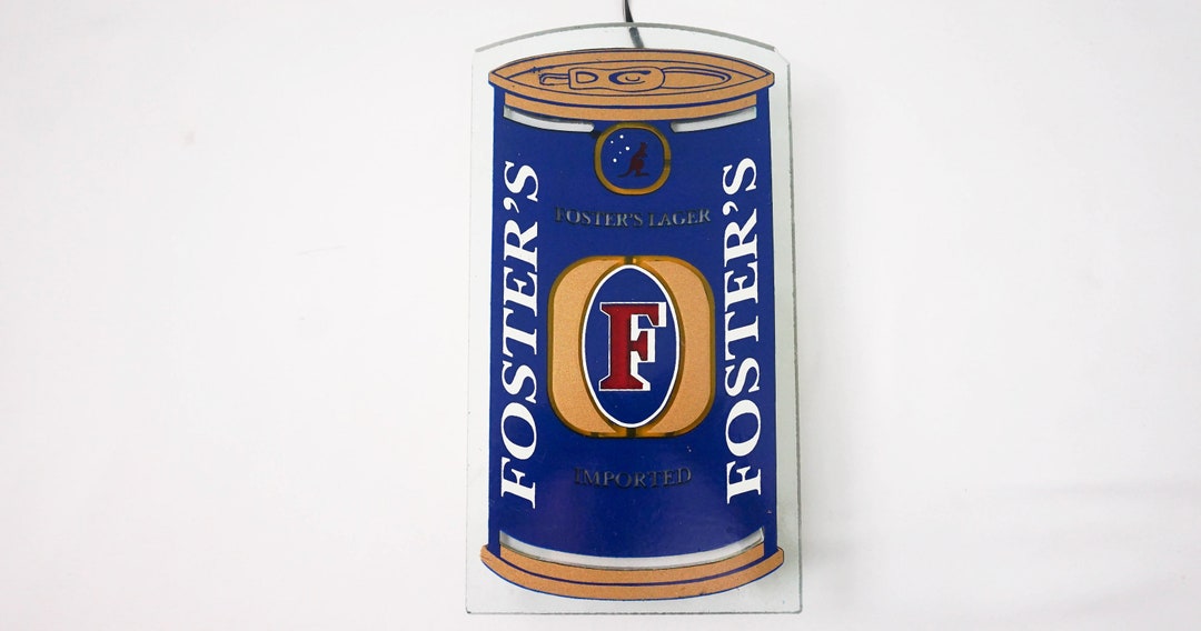Fosters Lager Glass Bar Sign / Vintage Australian Man Cave Decor ...