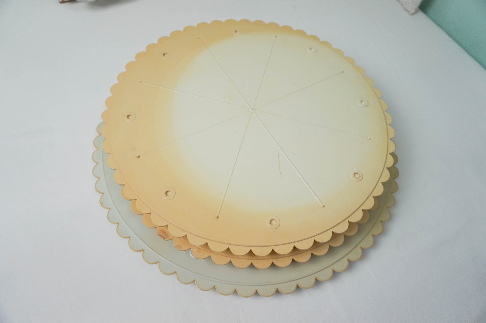 Set of Wilton Cake Tier Display Plates / Vintage Wedding Decor / Shabby ...