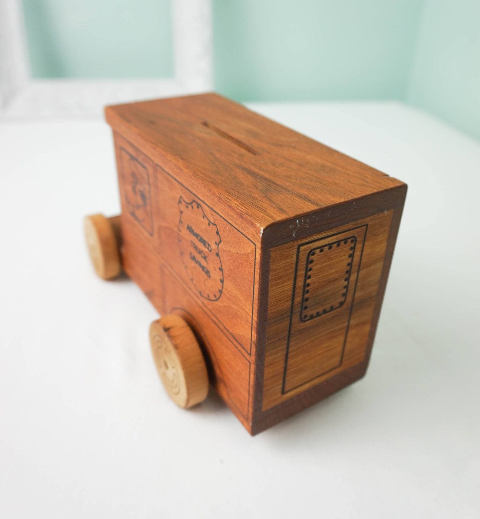 Armored Truck Wooden Toy Coin Bank / Vintage Rustic Children / - Etsy