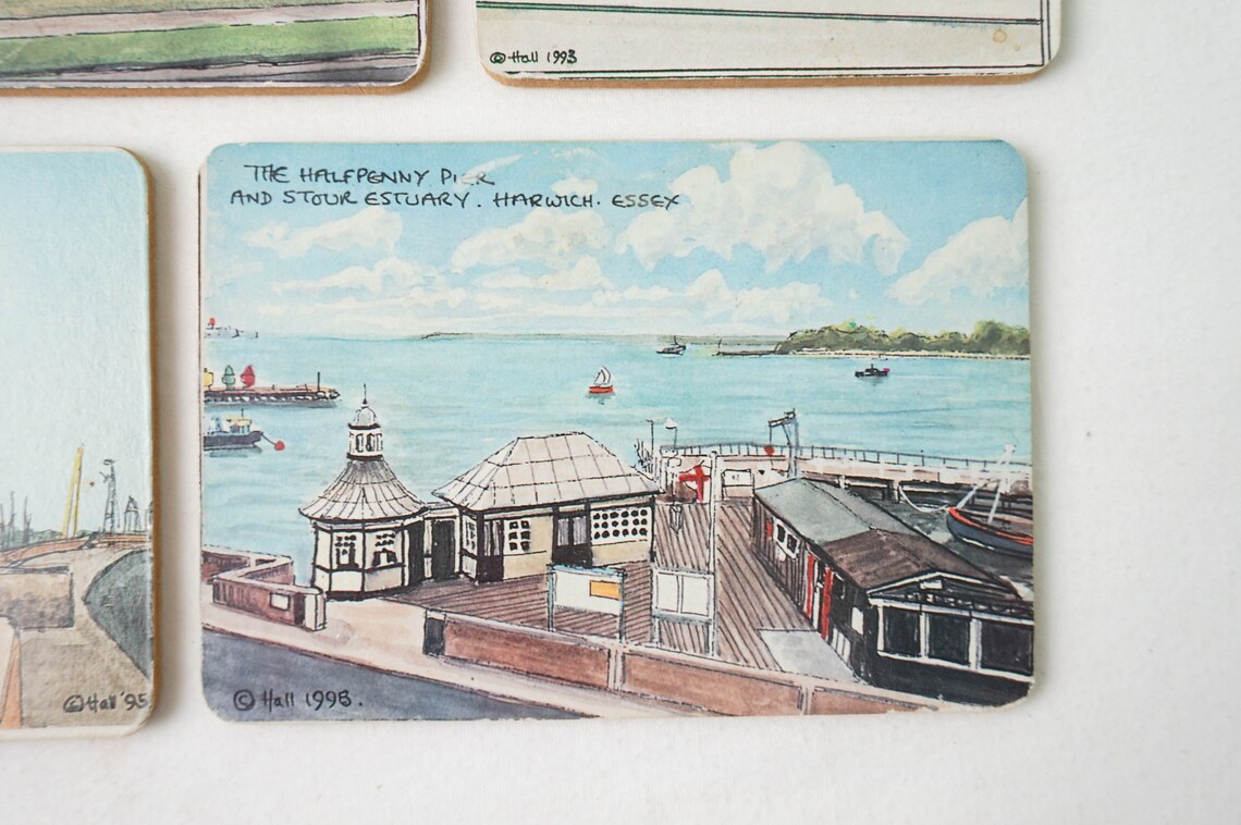 Set of Six Lighthouse Coasters / Vintage Nautical Art / | Etsy