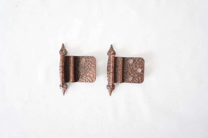 Pair of TWO Rose Gold Hammered Cabinet Hinges / Vintage - Etsy
