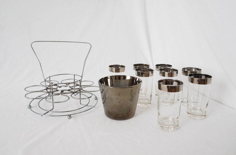 Gorgeous MCM Chrome and Glass Cocktail Serving Set / Vintage | Etsy