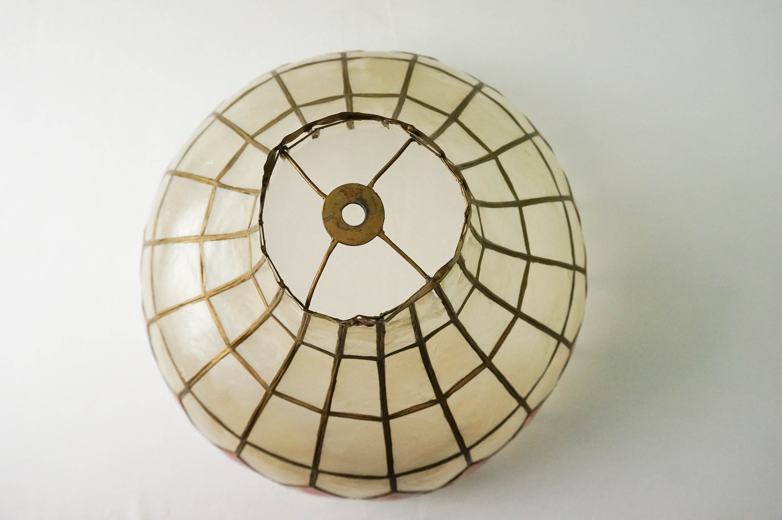 Capiz Shell and Brass Lamp Shade / Pink Seashells / Vintage | Etsy