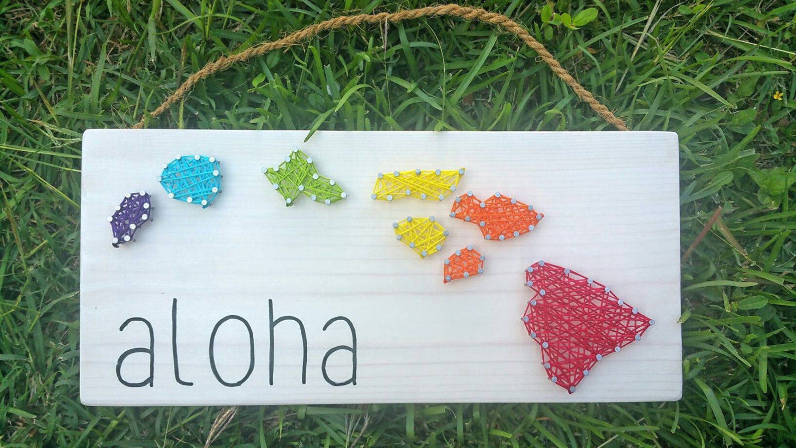 Rainbow Hawaiian Island String Art Sign Rainbow State Aloha - Etsy