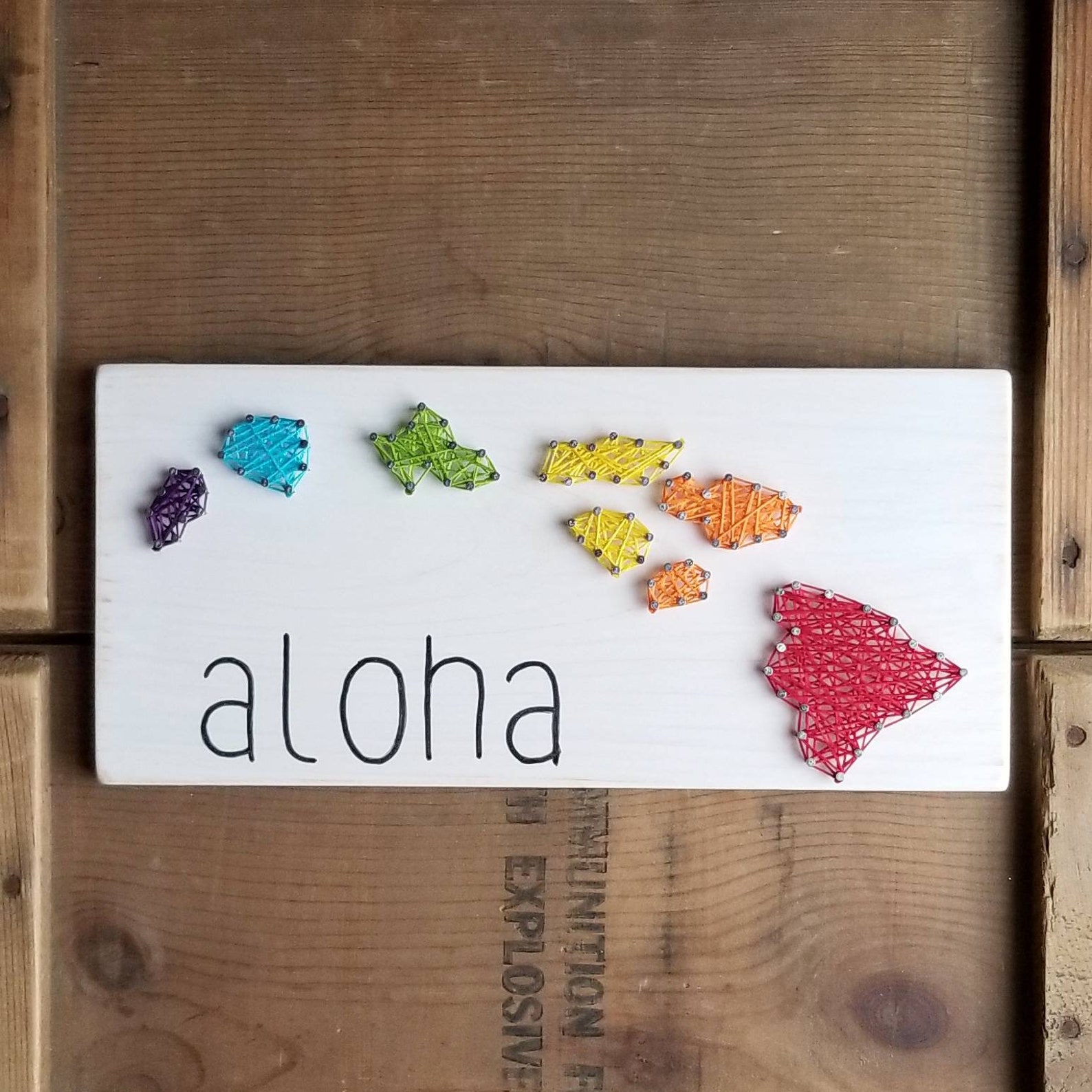 Rainbow Hawaiian Island String Art Sign Rainbow State Aloha - Etsy