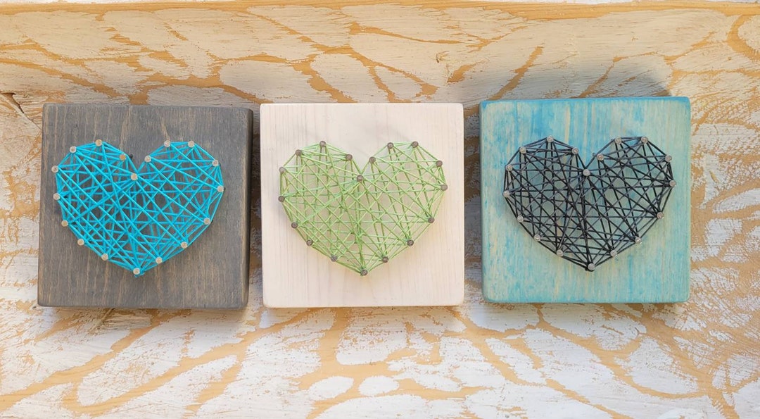 Mini Heart String Art: Custom Color Wood Sign - Etsy