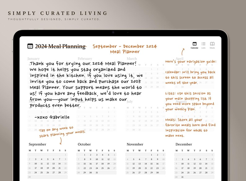 2024 Digital Weekly Meal Planner September-december Fully Linkable ...