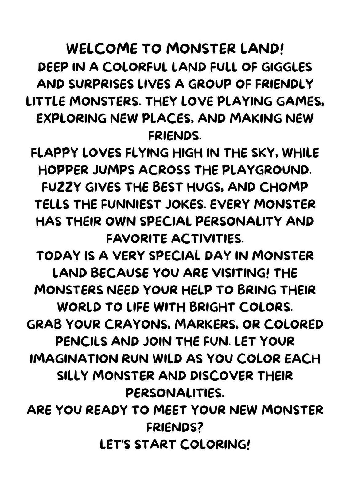 Monster Land Coloring Book | Fun Monster Pages for Kids - Etsy
