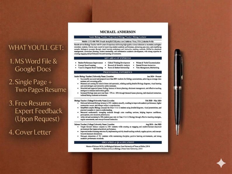 Teacher Resume Template | ATS Friendly Educator CV (word, Google Docs ...