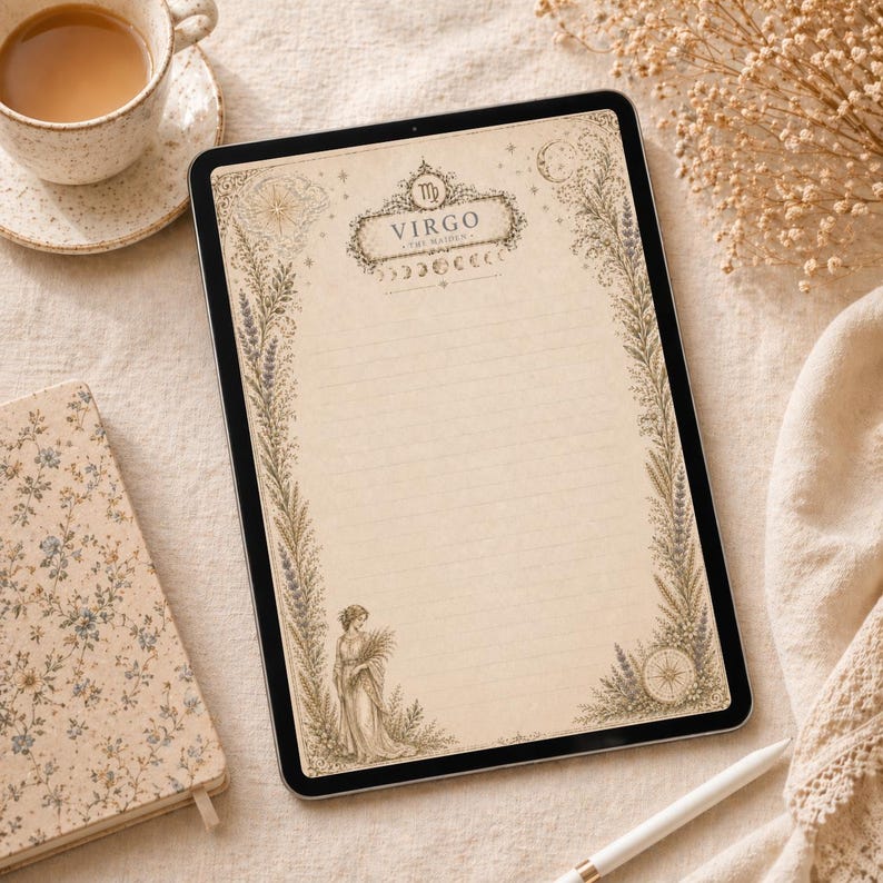 Virgo Grimoire Page Printable, Zodiac Astrology Journal Insert, Book of ...