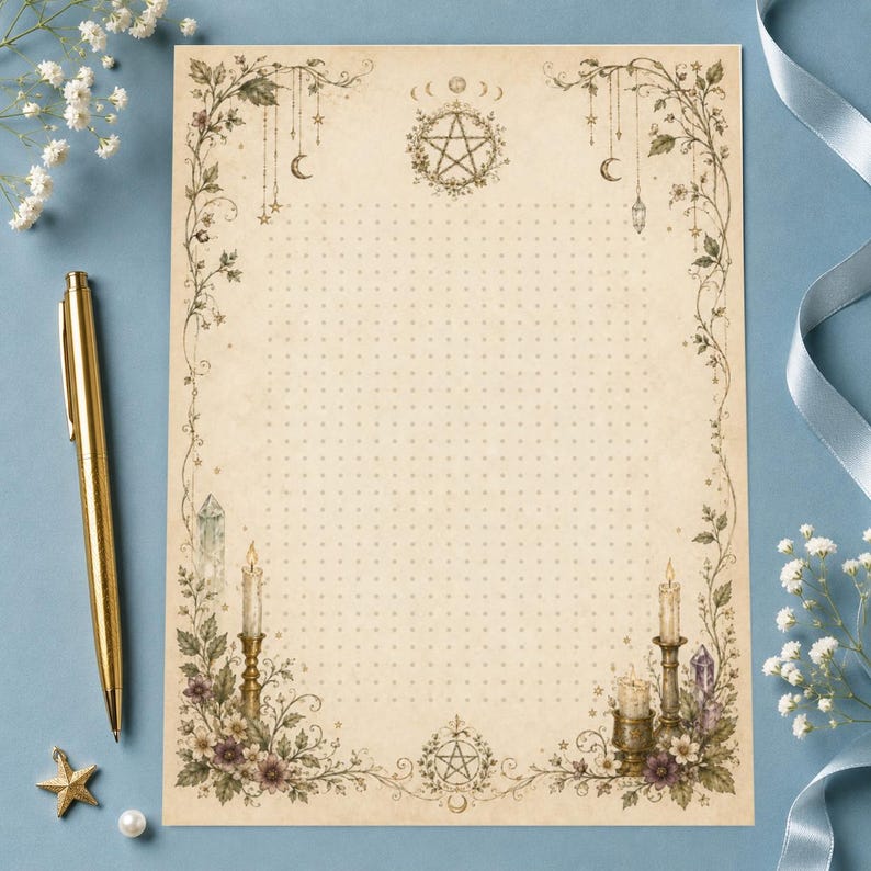 Halloween Journal Insert With Pentacles Illustration, Pentacle Grimoire ...