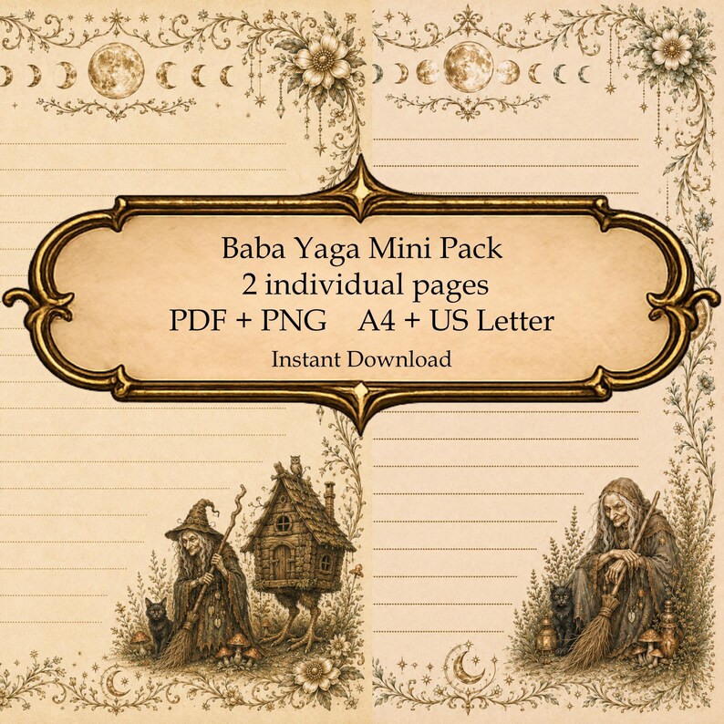 Baba Yaga Journal Pages | Slavic Witch Grimoire Insert (digital ...