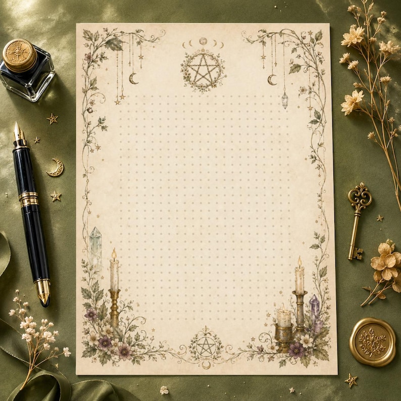 Halloween Journal Insert With Pentacles Illustration, Pentacle Grimoire ...