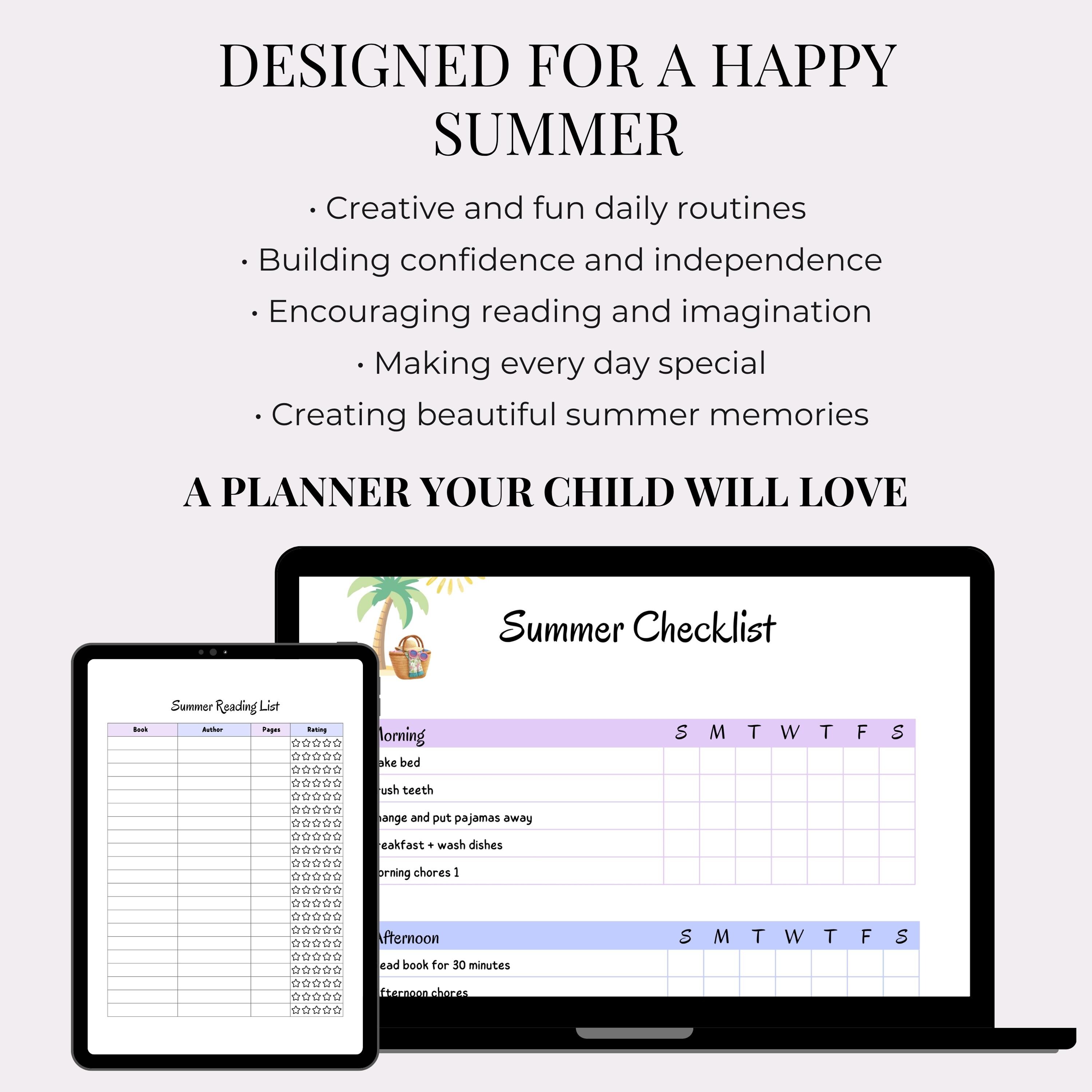 Kids Summer Activity Planner Printable, Boredom Solution, Daily Routine ...