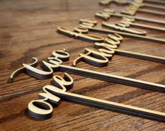7 Mirror Acrylic Table Numbers, Handwritten Table Numbers, Golden ...