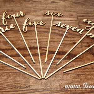 Script Wedding Table Numbers on a Stick Gold Table Numbers | Etsy