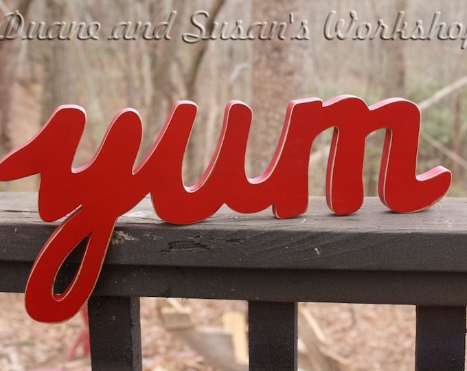 Yum Sign Wall Hanging Wooden Yum Sign Kitchen Sign Wooden - Etsy