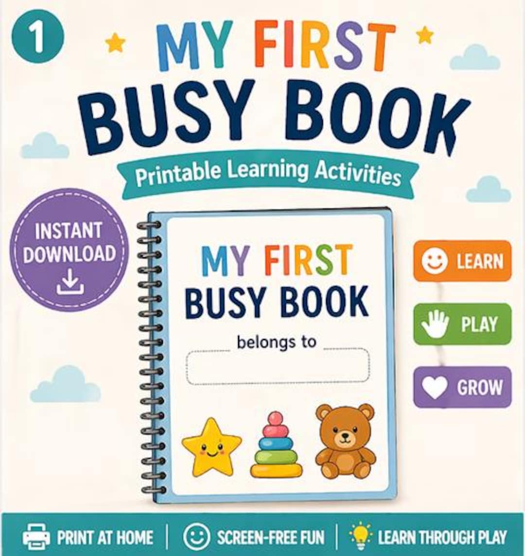My First Busy Book Printable | Toddler Learning Activities | Preschool ...