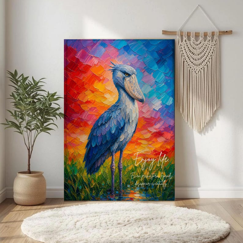 Shoebill Bird Wall Art Print, Colorful Balaeniceps Rex Poster ...