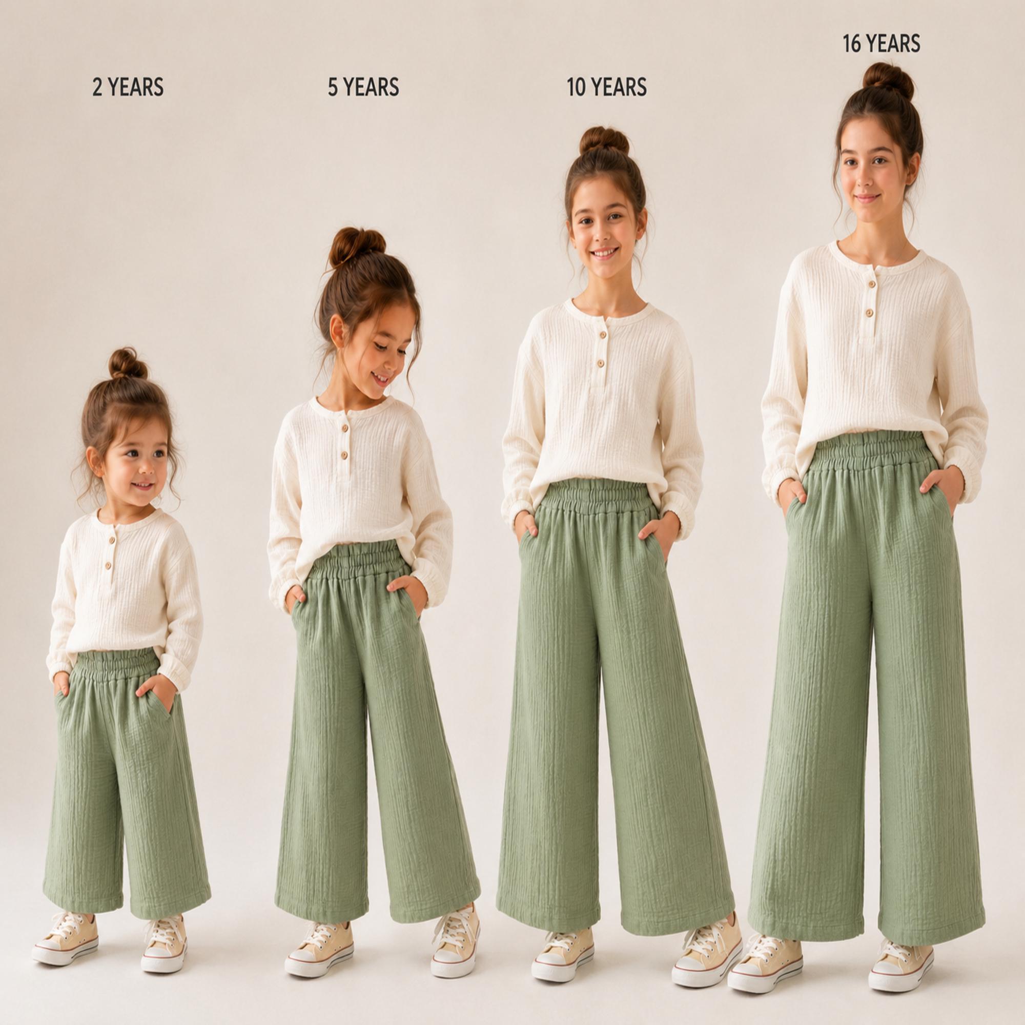 Girls Pants Sewing Pattern| 4 Pop Pants Pattern, Kids Trousers Pattern ...
