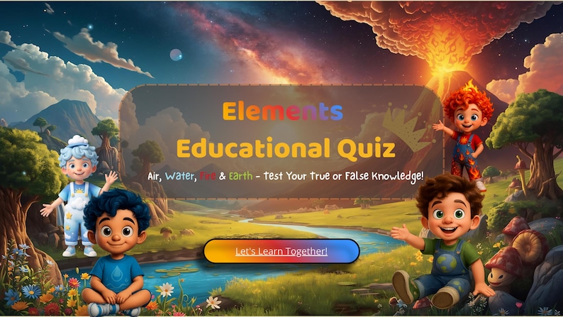 Interactive Elements Quiz Game for Kids | Sky, Fire, Earth, Ocean ...