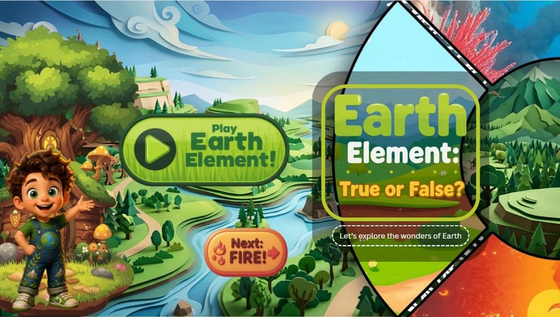 Interactive Elements Quiz Game for Kids | Sky, Fire, Earth, Ocean ...