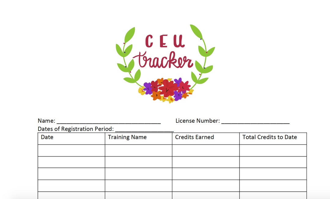 CEU Tracking Sheet PDF Download - Etsy