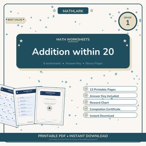Addition Within 20 — Printable Math Worksheets | Grade 1 | Answer Key ...