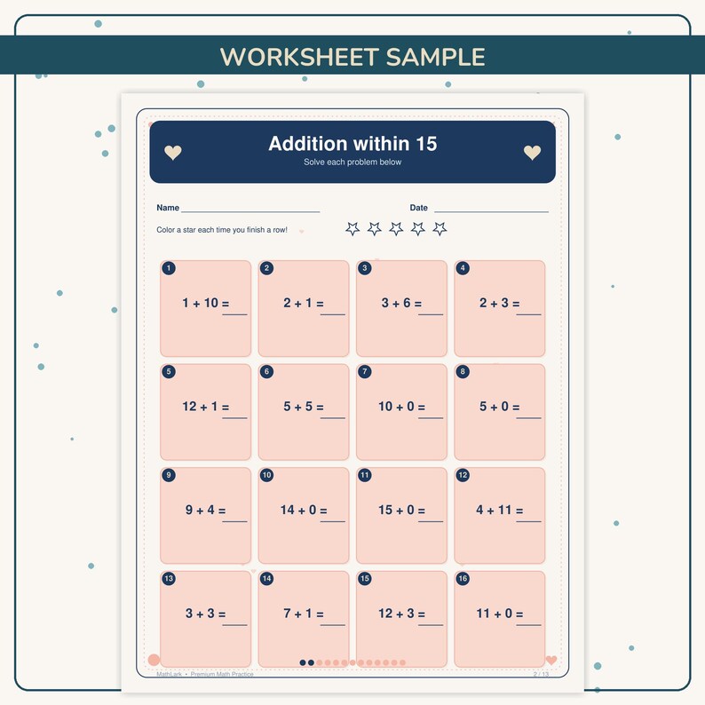 Addition Within 15 Math Practice | Grade 1 Printable PDF Pack - Etsy UK