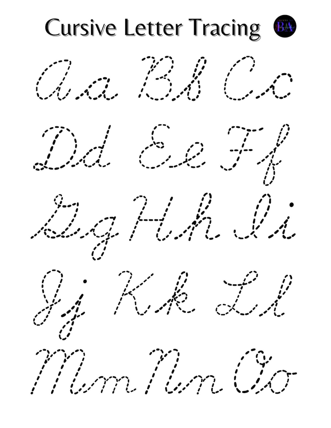Cursive Letter Tracing - Upper & Lower Case - Etsy