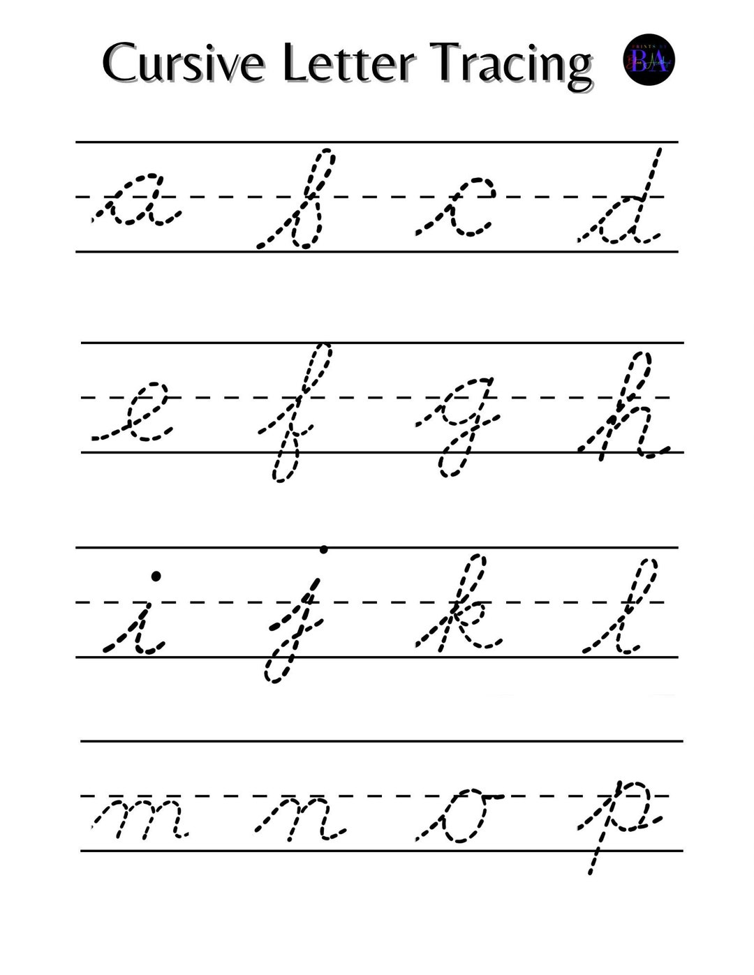 Cursive Letter Tracing - Lower Case - Etsy