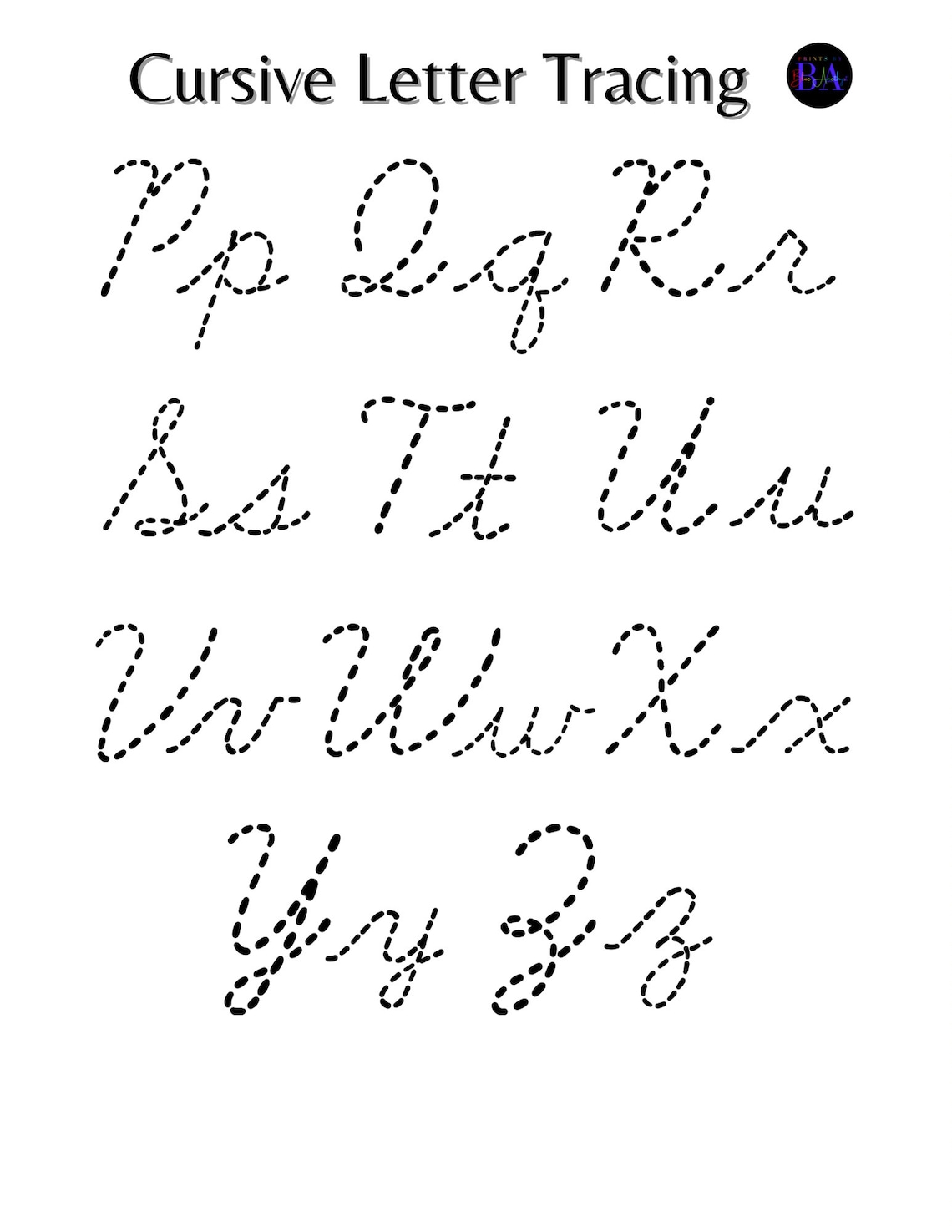Cursive Letter Tracing - Upper & Lower Case - Etsy