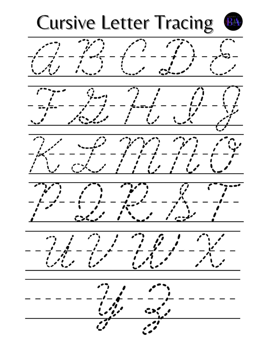 Cursive Letter Tracing - Upper Case - Etsy