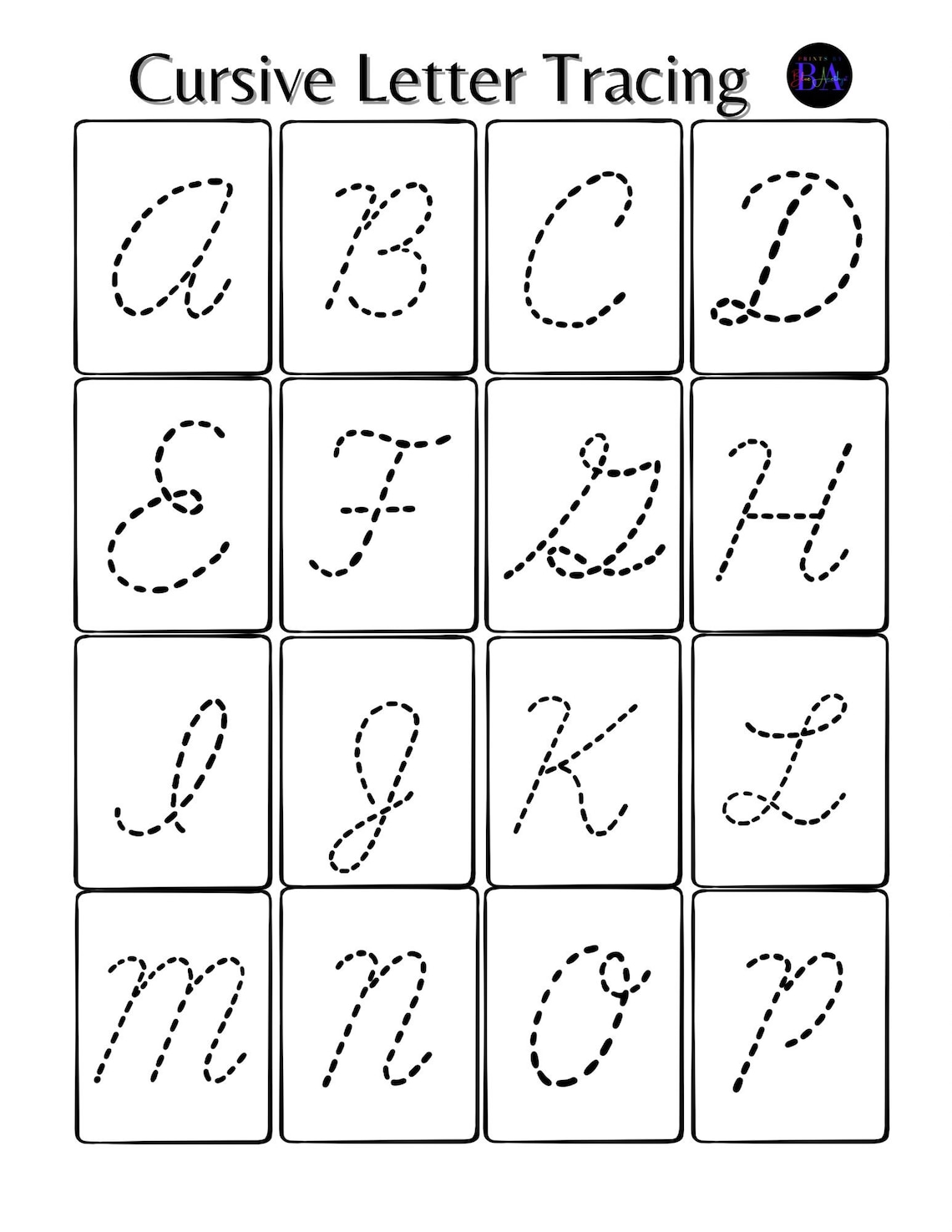 Cursive Letter Tracing - Upper Case Cards - Etsy