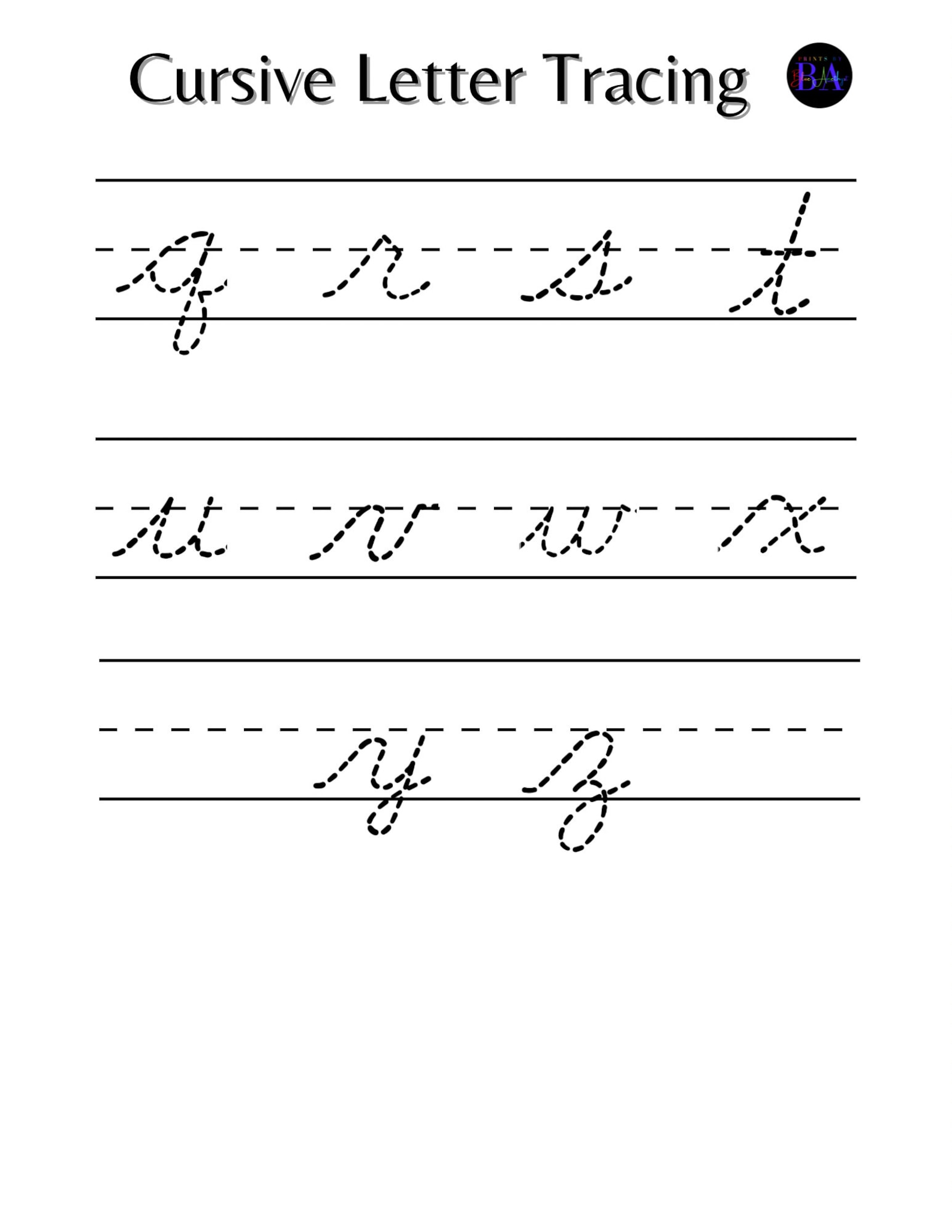 Cursive Letter Tracing - Lower Case - Etsy