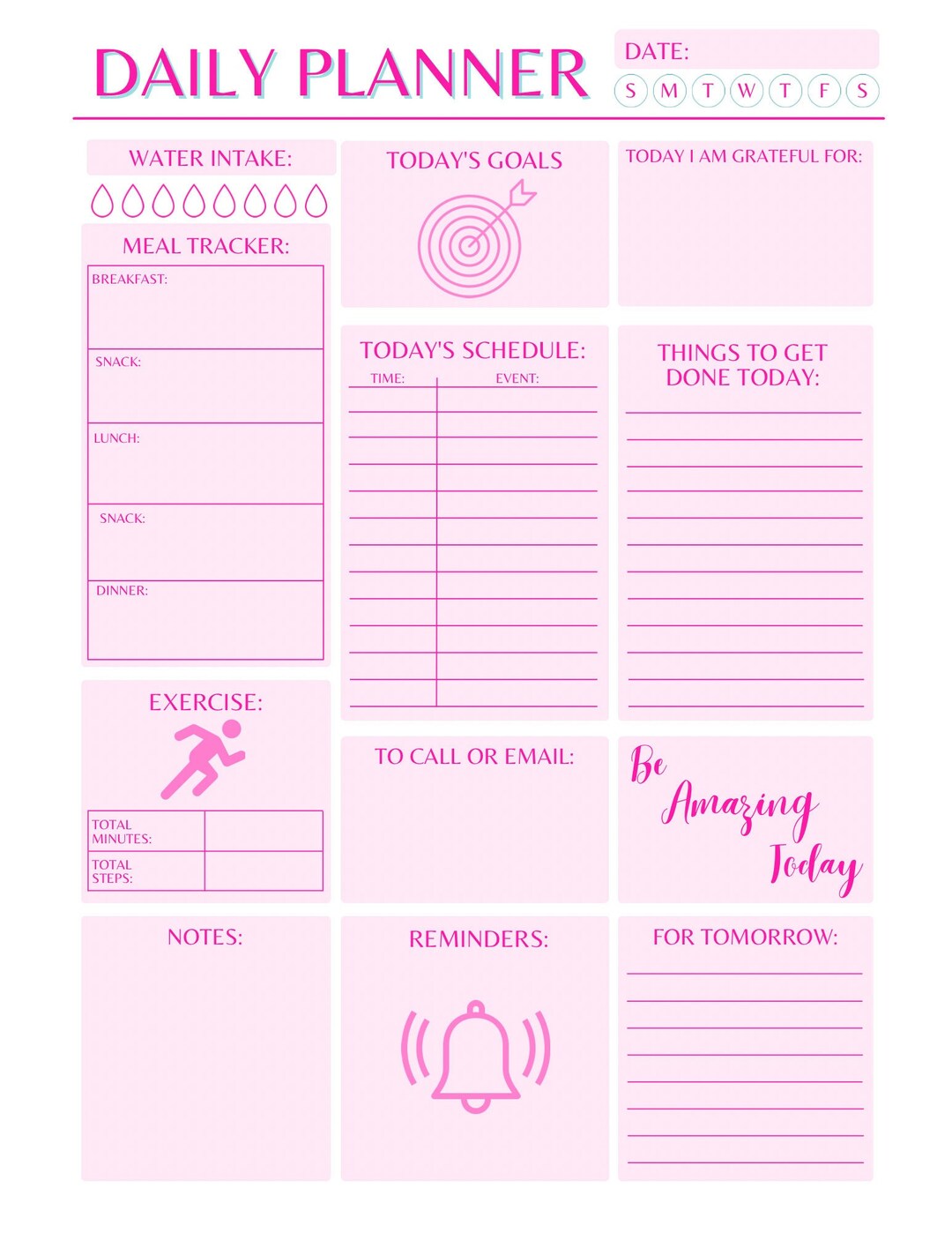 Daily Planner & Habit Tracker Rose - Etsy