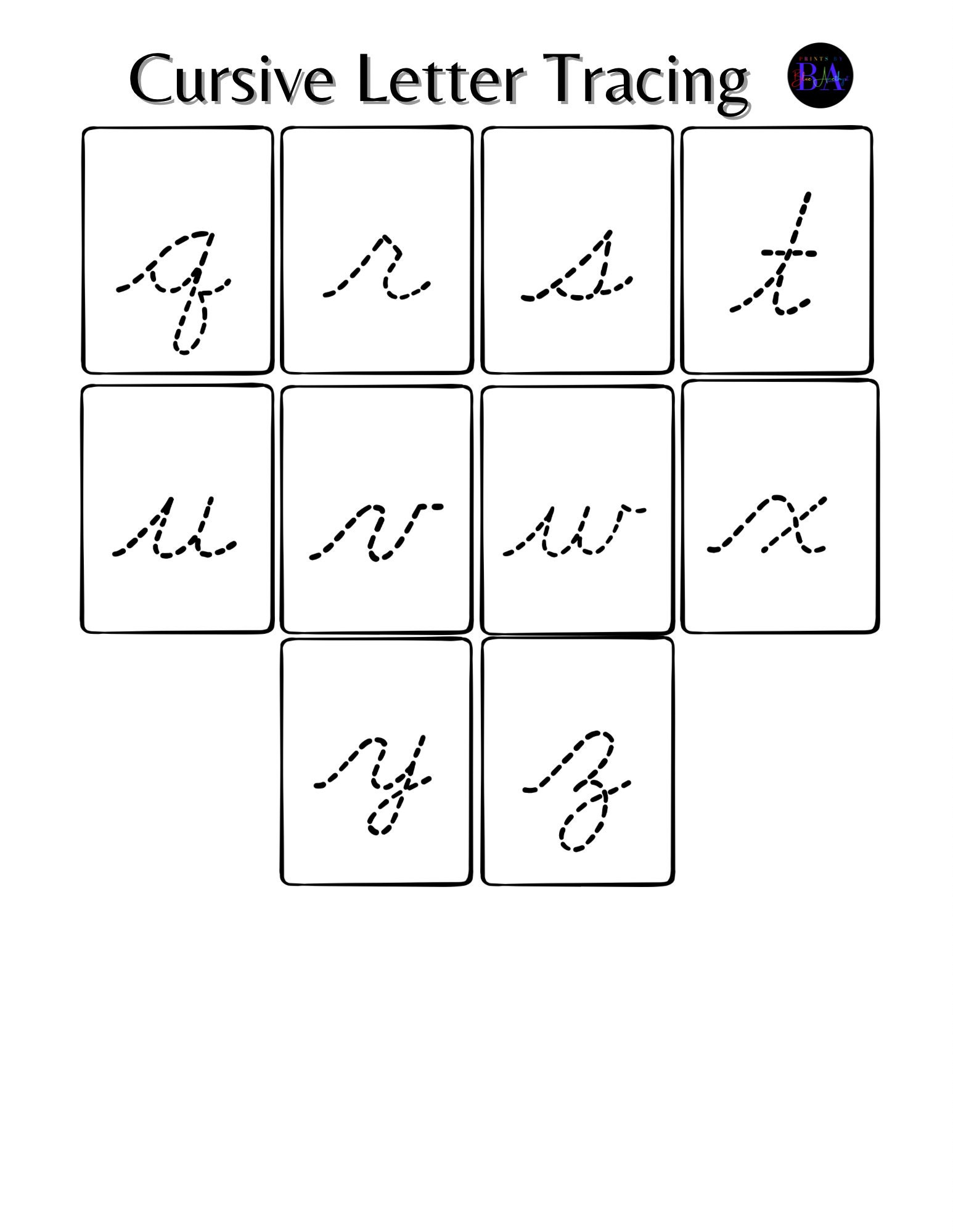 Cursive Letter Tracing - Lower Case Cards - Etsy