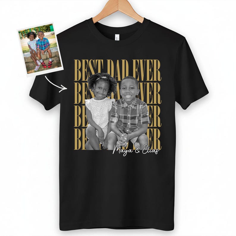 Personalized Dad Photo Shirt, Custom Fathers Day Gift, Kids Picture Tee ...