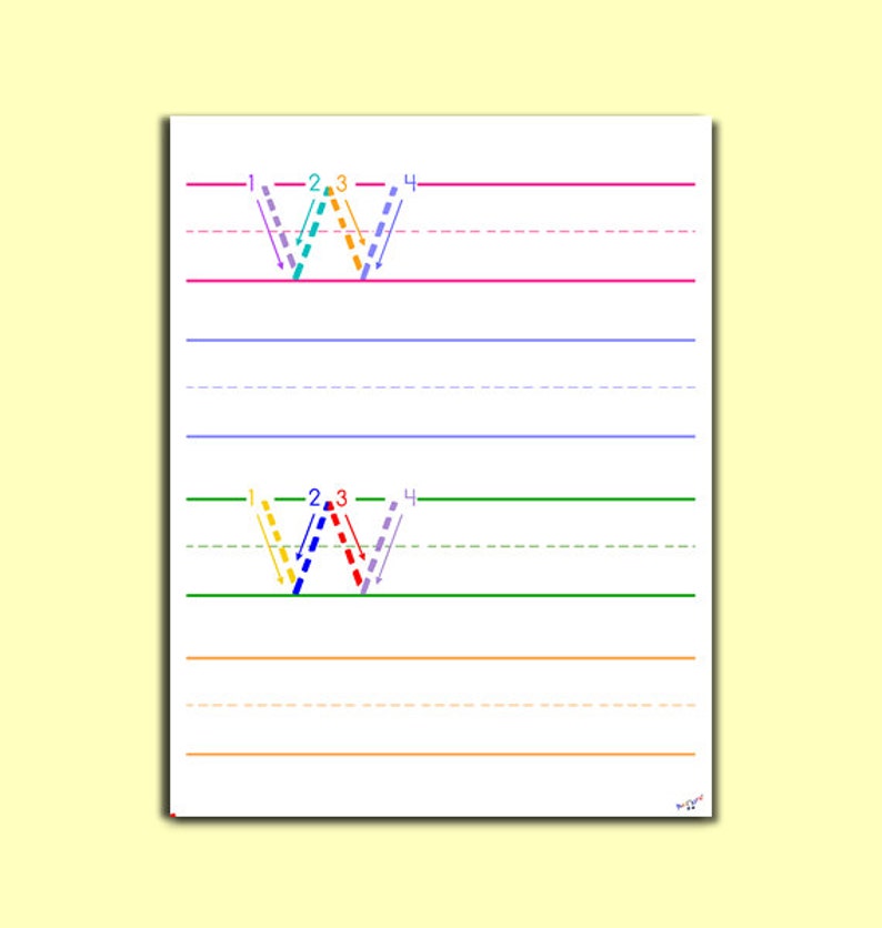 Letter W Worksheet Color Coded Traceable Letter W Practice Tracing ...