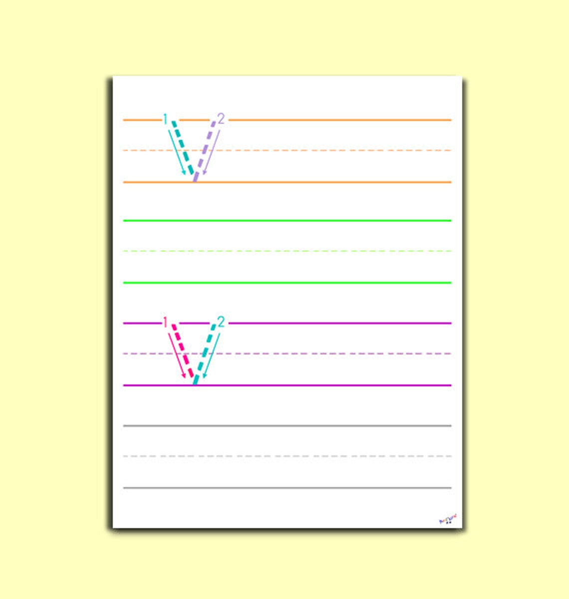 Letter V Worksheet Color Coded Traceable Letter V Practice | Etsy
