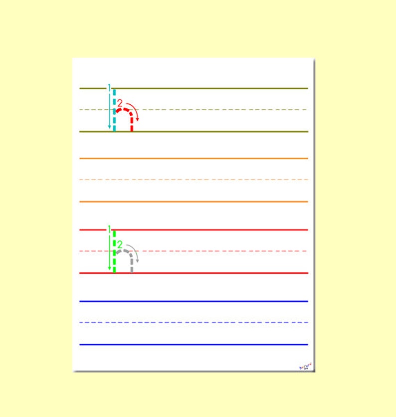 Letter H Worksheet Color Coded Traceable Letter H Practice - Etsy
