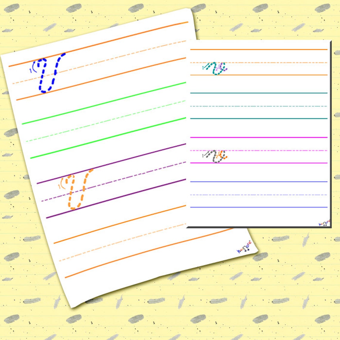 Cursive V Worksheet - Capital Cursive V, Lowercase Cursive V - Etsy