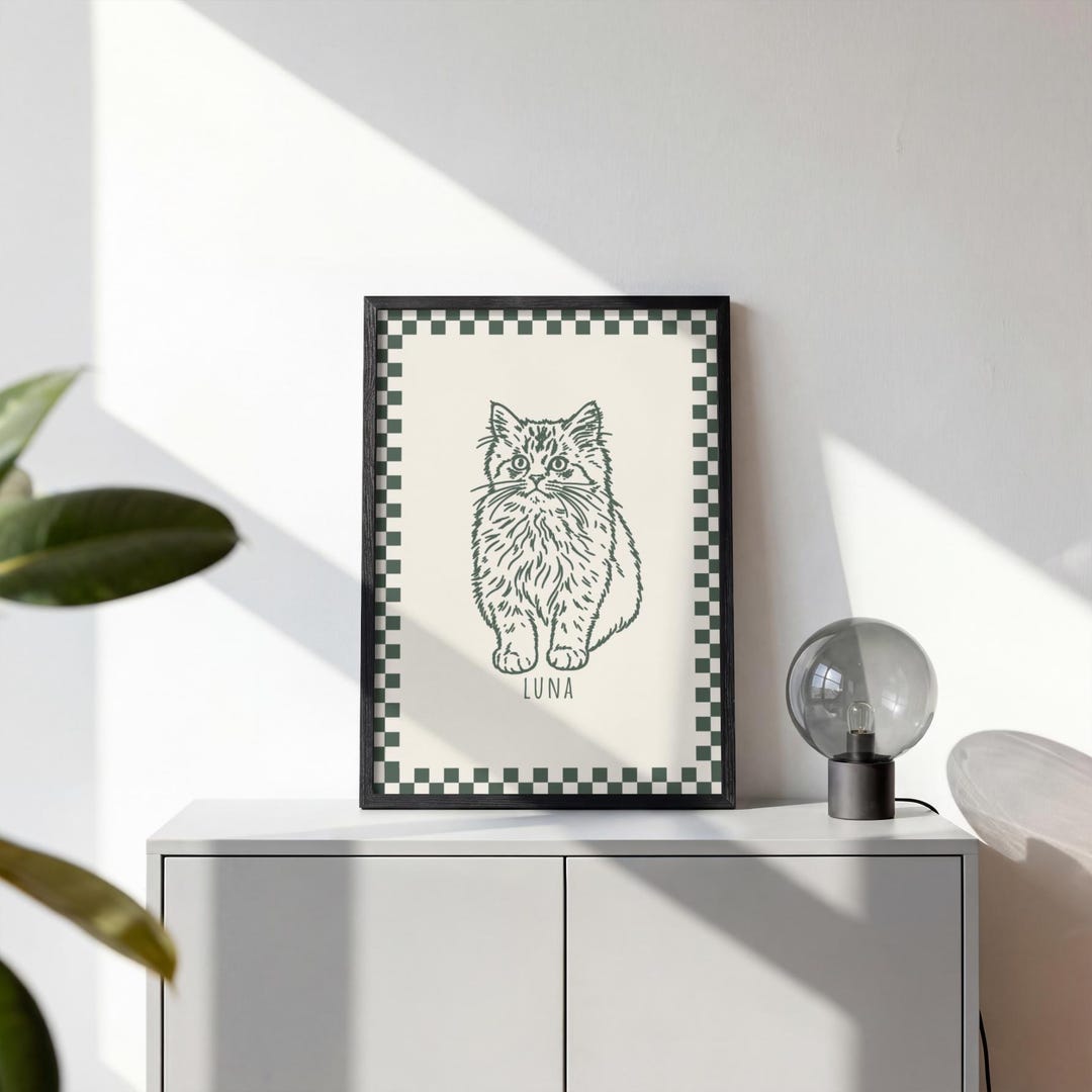 Custom Funky Cat Portrait , Colorful Cat Poster , Cute Cat Wall Art - Etsy